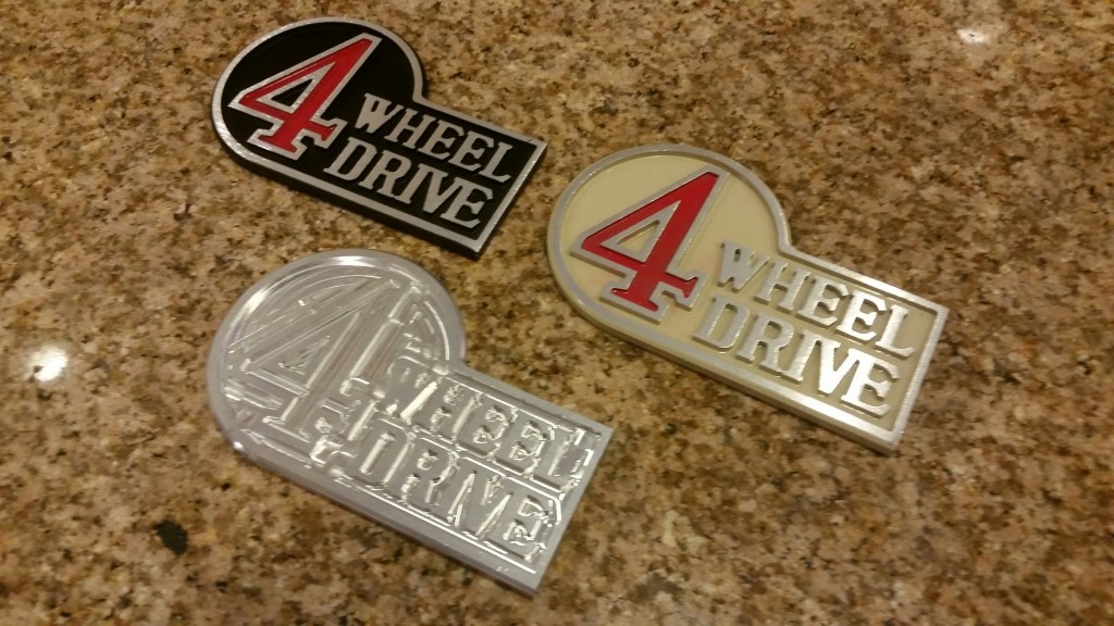 Aluminum Retro “4 Wheel Drive Badge” – BH3D Printing
